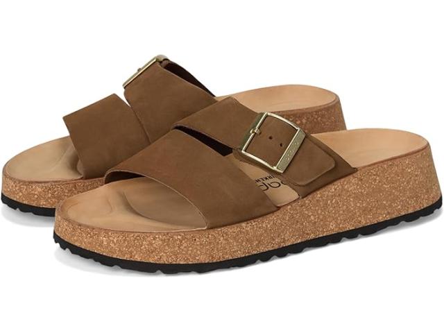 (取寄) ビルケンシュトック レディース パピリオ バイ アルミナ プラットフォーム サンダル - ヌバック Birkenstock women Papillio by Almina Platform Sandal - Nubuck Dark Tea