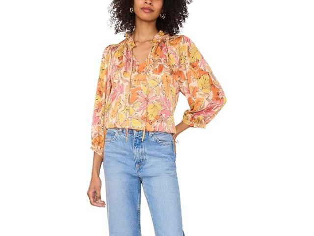 (取寄) ヴィンスカムート レディース ラグラン スリーブ ペザント ブラウザ Vince Camuto women Raglan Sleeve Peasant Blouse Crushed Orange