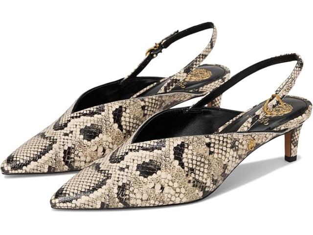 (取寄) ヴィンスカムート レディース スリングバック キトン ヒール パンプス Vince Camuto women Kylien Slingback Kitten Heel Pumps Black/Cream/Black