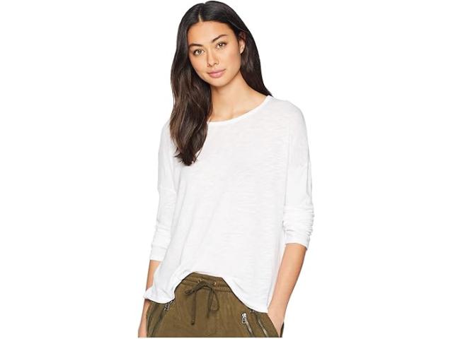 (取寄) スプレンディッド レディース ザンダー ロング スリーブ コットン モーダル スラブ イージー クルー ティー Splendid women  Zander Long Sleeve Cotton Modal Slub Easy Crew Tee White