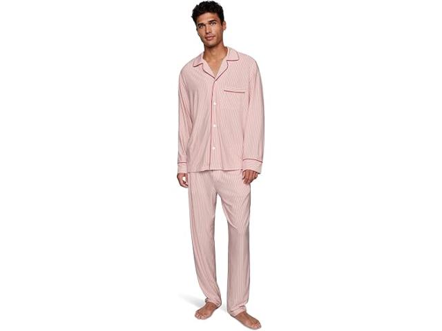 (取寄) エバージェイ メンズ ウィリアム プリンテッド Pj セット Eberjey men William Printed PJ Set Duo Stripe Hollyred/Hollyred