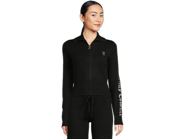 (取寄) ジューシークチュール レディース イージー フィット モック ネック トラック ジャケット Juicy Couture women Easy Fit Mock Neck Track Jacket Liquorice