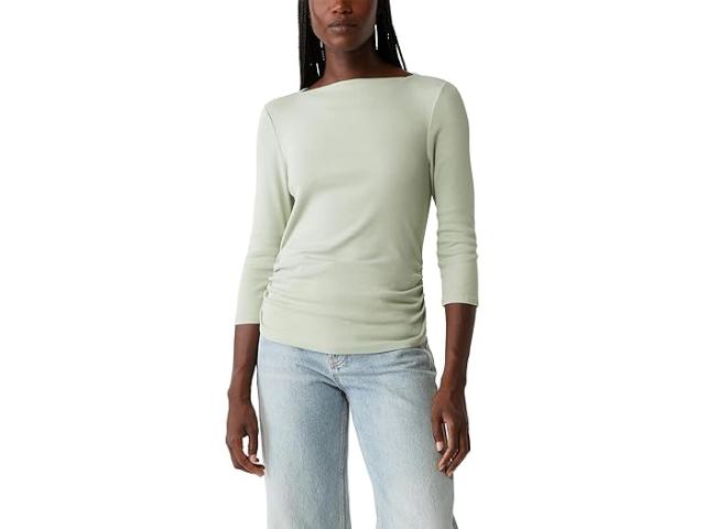 (取寄) マイケル スターズ レディース アシャ 3/4 スリーブ ストレート ネック トップ Michael Stars women Asha 3/4 Sleeve Straight Neck Top Seacrest