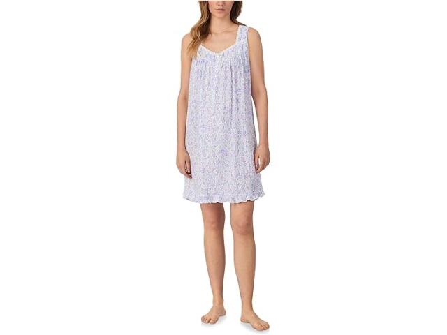 (取寄) アイリーン ウエスト レディース コットン ニット スリーブレス ショート シュミーズ Eileen West women Cotton Knit Sleeveless Short Chemise White Ground Ditsy