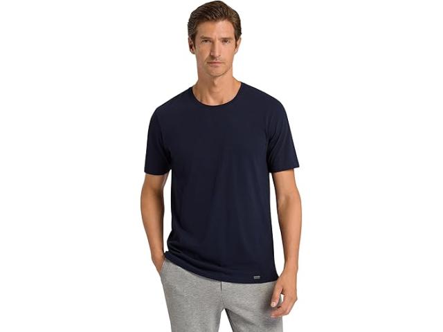 (取寄) ハンロ メンズ リビング ショート スリーブ クルー ネック シャツ Hanro men Living Short Sleeve Crew Neck Shirt Deep Navy