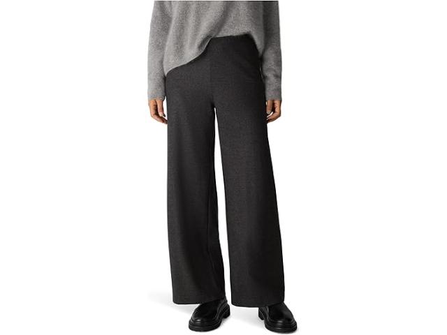 (取寄) アイリーン フィッシャー レディース メランジュ フェルテッド ウール ジャージ フル ワイド パンツ Eileen Fisher women Melange Felted Wool Jersey Full Wide Pants Charcoal