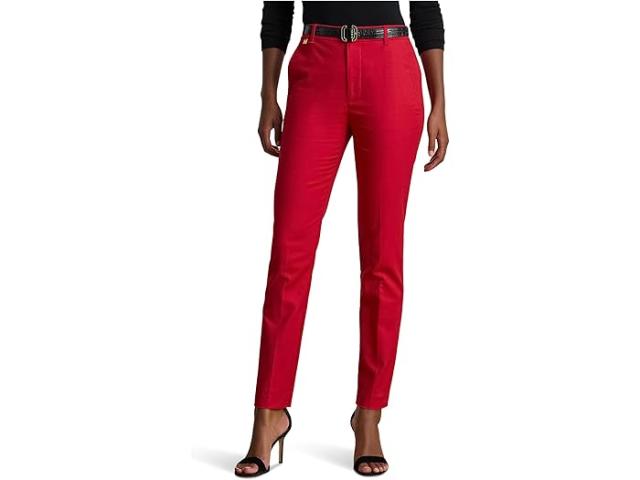 (取寄) ローレン ラルフローレン レディース ダブルフェイス ストレッチ コットン パンツ Lauren Ralph Lauren women Double-Faced Stretch Cotton Pants Ralph Red