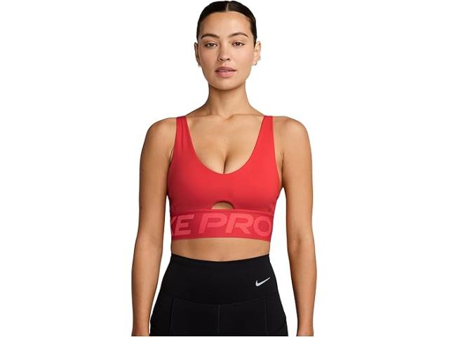 (取寄) ナイキ レディース プロ インディ バンジ ミディアム サポート ブラ Nike women Pro Indy Plunge Medium Support Bra Light Crimson/Challenge Red/White