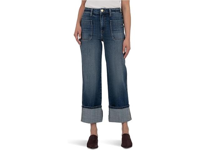 (取寄) カット フロム ザ クロス レディース シエナ ハイライズ ストレート アップ パッチ ポケット イン サリーン KUT from the Kloth women Sienna High-Rise Straight Leg-Roll Up Patch Pocket in Serene Serene