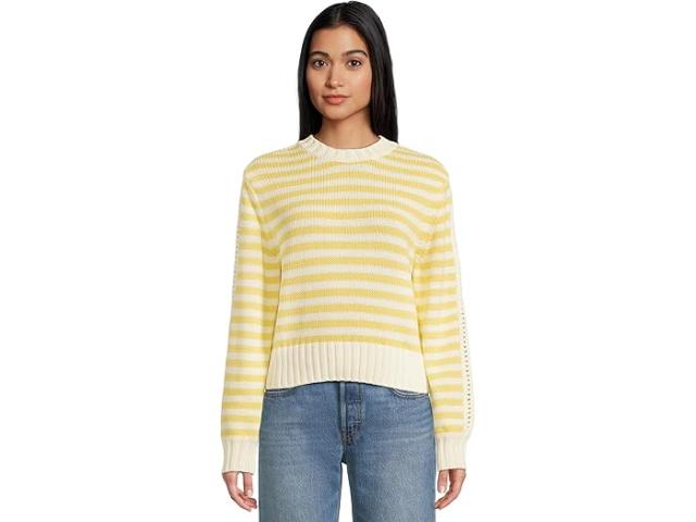 (取寄) マイケル スターズ レディース メルル ストライプド クルー ネック セーター Michael Stars women Merle Striped Crew Neck Sweater Lemonade