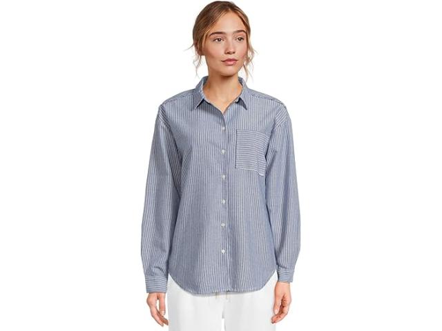 (取寄) モッドオードック レディース ロング スリーブ ストライプド オーバーサイズ シャツ Mod-o-doc women Long Sleeve Striped Oversized Shirt Ocean Stripe