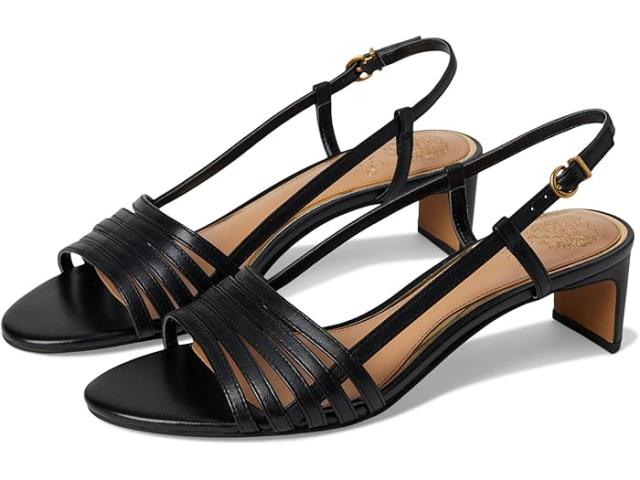 (取寄) ヴィンスカムート レディース レイトン ストラップ キトン ヒール サンダル Vince Camuto women Layton Strappy Kitten Heel Sandals Black