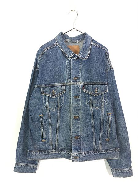 古着 90-00s Levi's デカタグ ビッグシルエット デニム トラッカー ジャケット Gジャン ロング丈 XL位