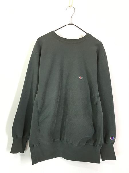 古着 90s USA製 Champion Reverse Weave ワンポイント リバース スウェット ブルーグレー XL 古着