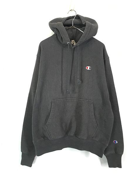 古着 Champion Reverse Weave ワンポイント リバース スウェット パーカー チャコール M 古着
