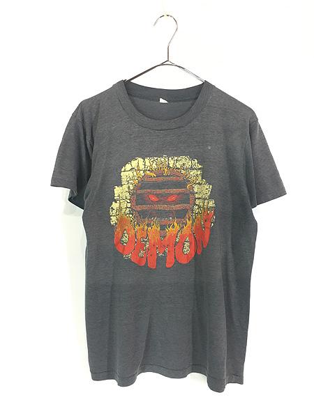 古着 80s DEMON ファイヤー & モンスター ヘヴィ メタル ロック ハードコア バンド Tシャツ L位
