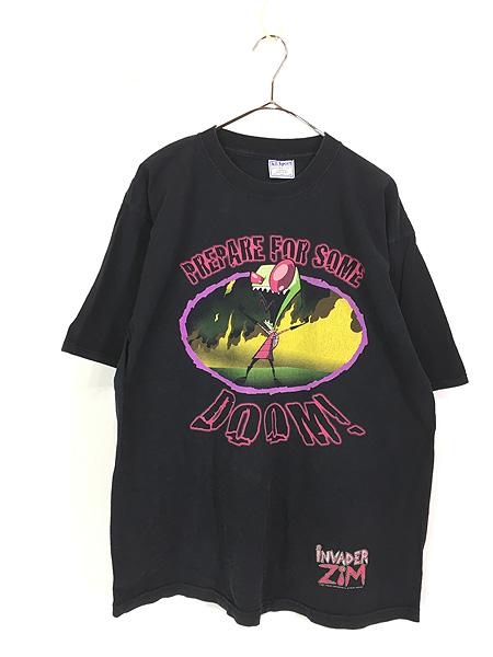 古着 00s USA製 NICKELODEON Invader ZIM アニメ キャラクター Tシャツ L 古着
