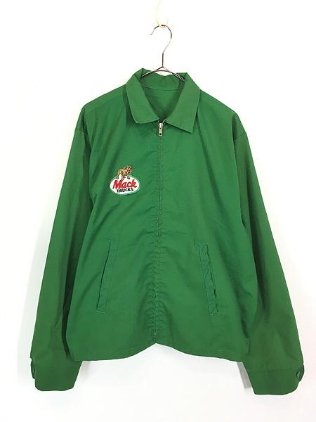 古着 80s 「Mack Trucks」 パッチ コットンツイル フルジップ ワーク ジャケット XL位