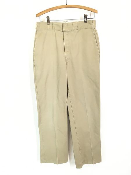 古着 80s USA製 Dickies コットンツイル ワーク チノ パンツ ストレート カーキ W32 L29.5