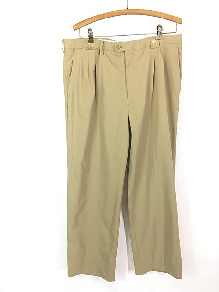 古着 00s Burberry London ワンポイント 上質 ウール ポリ タック スラックス パンツ ストレート W35 L27.5