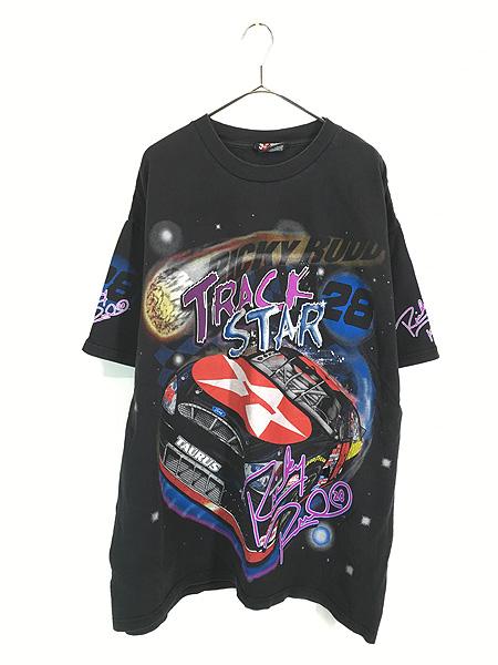 古着 00s No28 Ricky Rudd 「TRACK STAR」 宇宙 惑星 レーシング グラフィック Tシャツ XL 古着