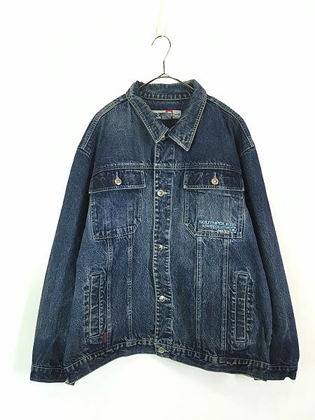 古着 90s SOUTH POLE ビッグシルエット ブルー デニム トラッカー ジャケット Gジャン XL