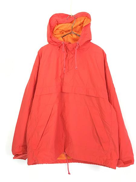 古着 90s GAP ネオンオレンジ ハーフジップ プルオーバー ナイロン アノラック パーカー ジャケット フーディー M