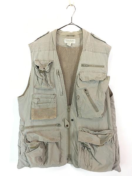 古着 90s BANANA REPUBLIC 「SAFARI&TRAVEL」 2way コットン フィッシング ハンティング ベスト L