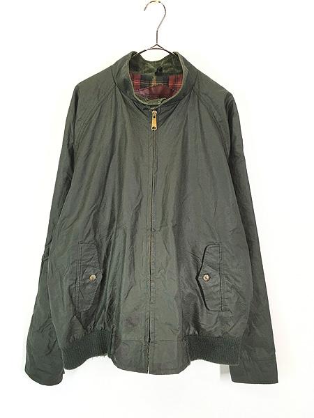 古着 80s USA製 WoolRich オイルド ルック 撥水 コットン ナイロン シェル ドリズラー ハリントン ジャケット オリーブ XL
