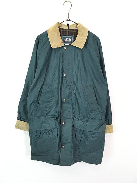 古着 90s WoolRich BEDALE タイプ オイルド ルック 撥水 コットン ナイロン シェル ジャケット コート M