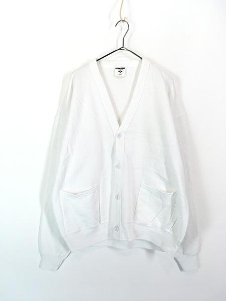 古着 90s Jerzees 無地 プレーン パチポケ オールド スウェット カーディガン ホワイト OSFA