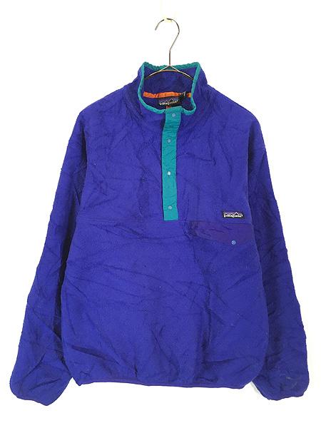 古着 80s Patagonia 3カラー スナップT シンチラ フリース ジャケット 青紫 M 古着