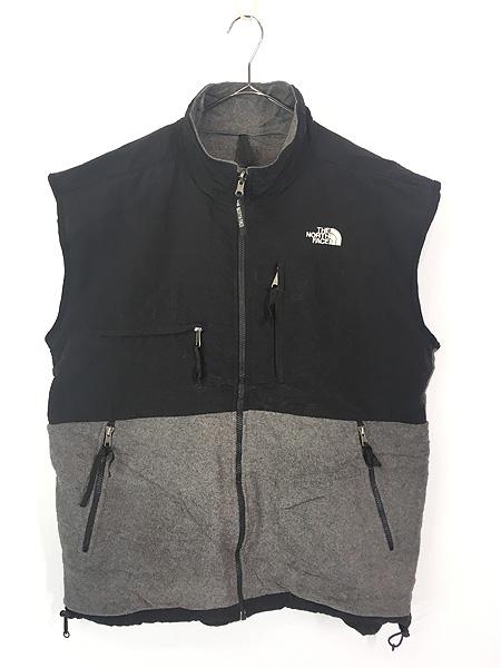 古着 90s TNF The North Face デナリ フリース ベスト 黒×グレー XL 古着