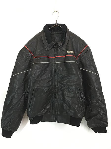 古着 80s YAMAHA ヤマハ 2way パデッド レザー スポーツ レーシング ジャケット L 古着