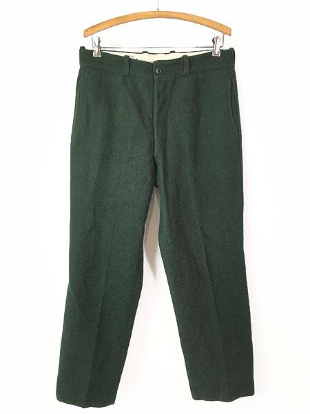 古着 70s LL Bean サスペンダー ボタン 防寒 メルトン ウール ハンティング パンツ ストレート W31 L30