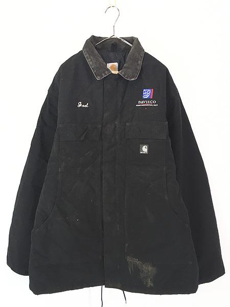 古着 90s Carhartt ナイロン ブラック ダック パデット トラディショナル コート XL Tall 古着
