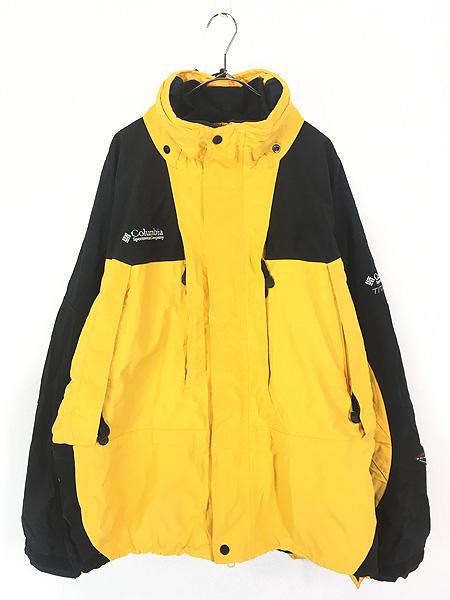 古着 90s Columbia TITANIUM 撥水 「OMNI TECH」 3way アウトドア ジャケット ライナー完備!! イエロー×ブラック XL 古着