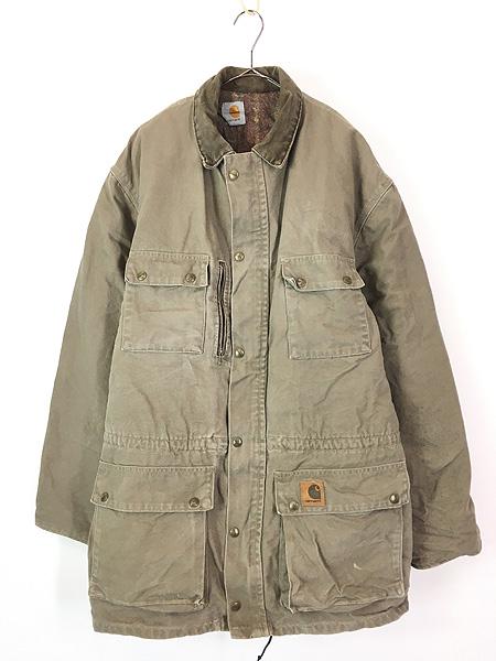 古着 Carhartt 裏地 チェック ブランケット モカ ダック ハンティング ジャケット XXL位 古着