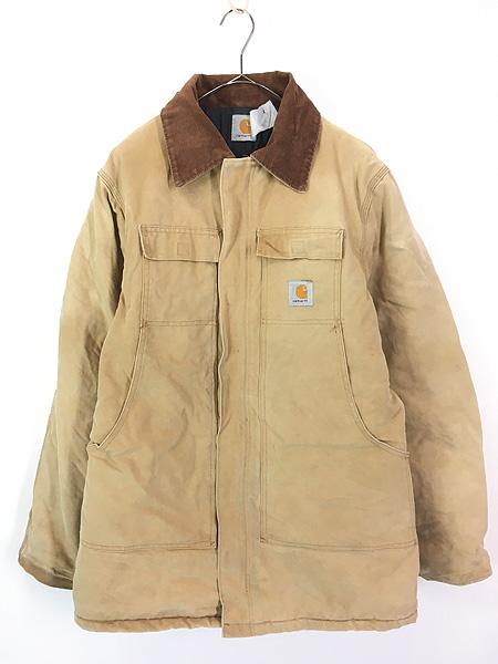 古着 80-90s Carhartt フェード ブラウン ダック パデット トラディショナル コート XL位 古着