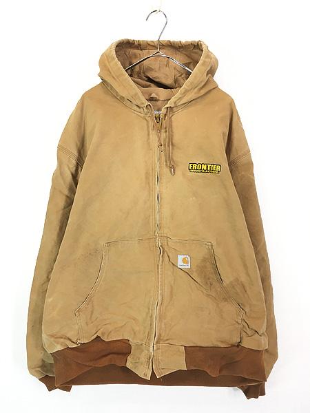 古着 Carhartt 裏地 メッシュ ブラウン ダック アクティブ パーカー ジャケット XL位 古着