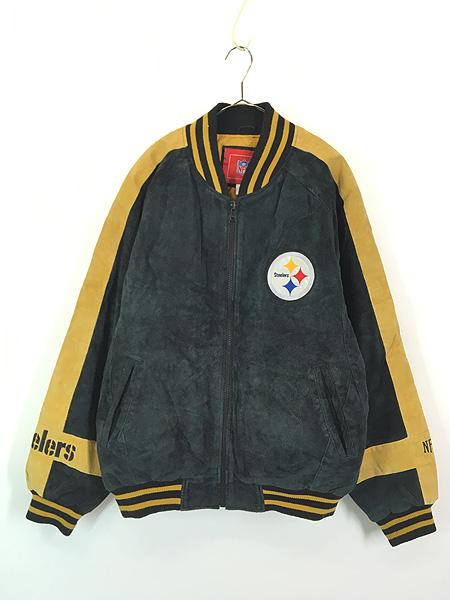 古着 NFL Pittsburgh Steelers スティーラーズ オール スエード レザー スタジャン ジャケット XL 古着