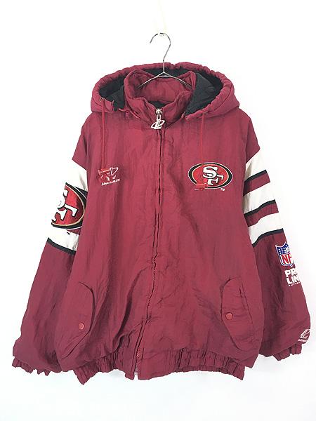 古着 90s NFL San Francisco 49ers フォーティナイナーズ 2way パデット ナイロン ジャケット パーカー L 古着