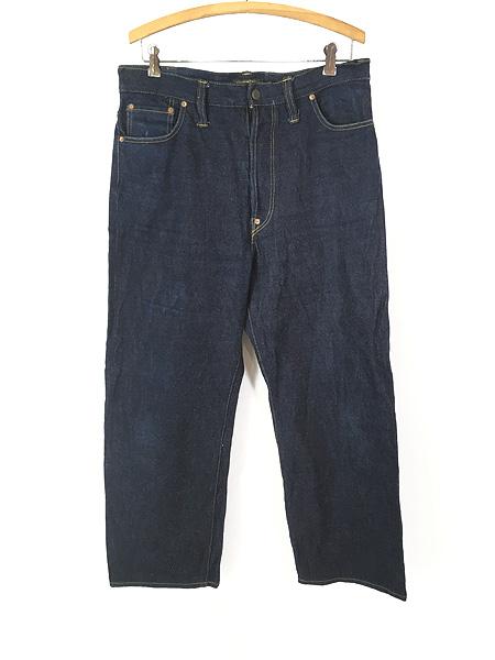 古着 Labour Union シンチバック むき出しリベット 16oz リジット デニム パンツ ジーンズ ストレート 34