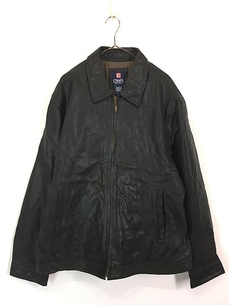 古着 90s CHAPS Ralph Lauren 本革 カウ レザー スウィング トップ スポーツ ジャケット XL 古着