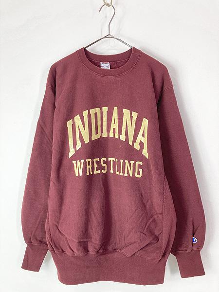 古着 90s USA製 Champion Reverse Weave 「INDIANA」 2段 カレッジ リバース スウェット XL 古着