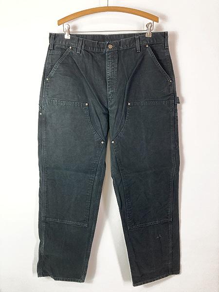 古着 Carhartt ブラック ダック Wニー ペインター ワーク パンツ W37 L31 古着
