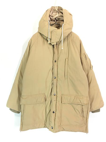 古着 80s CAMEL  DOWN ポリコットン シェル 2way ハイネック ダウン ジャケット L 古着