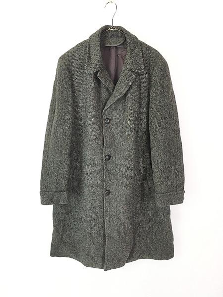 古着 60s Harris Tweed 上質 ネップ ハンドウーヴン ツイード バルマカーン チェスター オーバー コート 40位