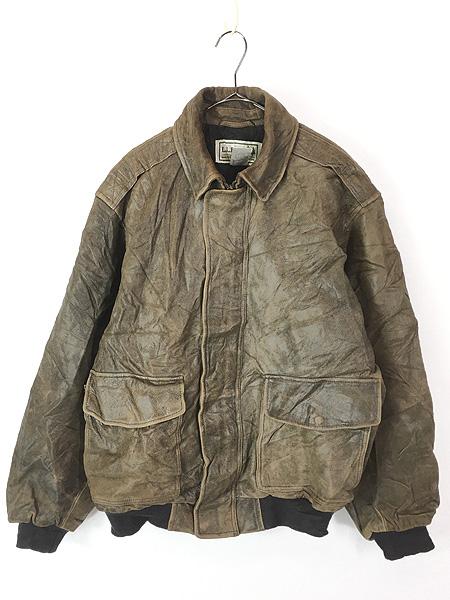 古着 00s LL Bean Type A-2 本革 ゴートスキン レザー フライング タイガー ジャケット ライトブラウン M-R