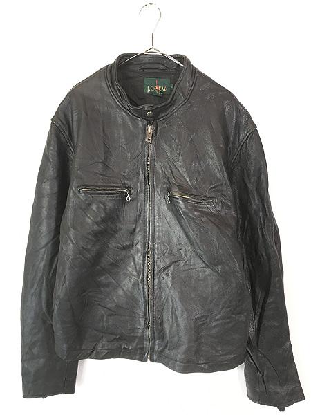 古着 90s J Crew 「Type J-100」 本革 カウハイド レザー シングル ライダース ジャケット L 美品!!